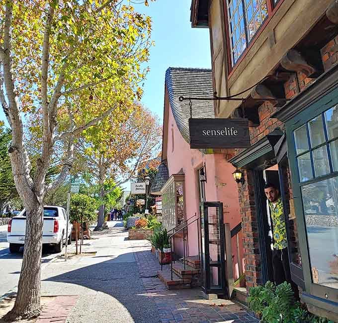 Charming brick sidewalks and cottage-style shops make every stroll feel like a scene from a classic film.