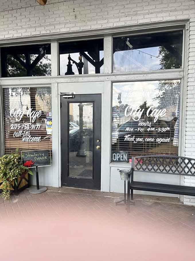 The vintage storefront creates a timeless Main Street charm that makes you want to slow down and savor the moment.