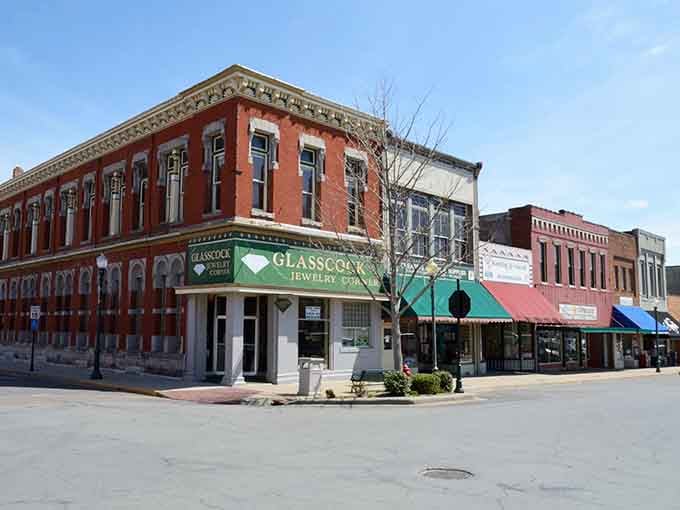 Clinton's beautiful downtown showcases preserved historic buildings with colorful awnings and local shops that make this Missouri town feel like home.