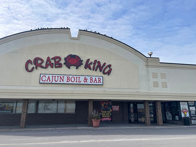 Crab King's bold signage announces Cajun boils and good times, where bibs are mandatory and inhibitions optional.