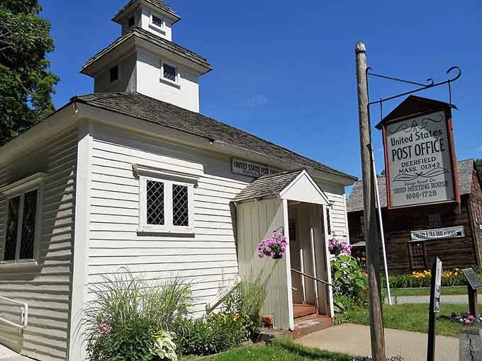 This tiny post office proves that good things come in small packages, complete with hanging baskets and old-world charm.