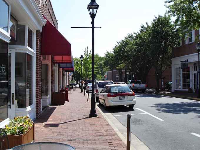 Brick sidewalks and gas-style lamps guide visitors through Easton's downtown, where history feels wonderfully accessible.