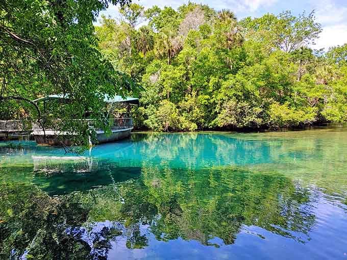 That turquoise water looks like someone spilled liquid gemstones into the forest&mdash;nature's own infinity pool awaits.