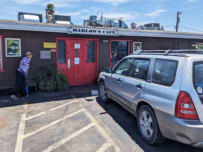 The bright red doors welcome regulars and newcomers alike into this cozy neighborhood breakfast institution.