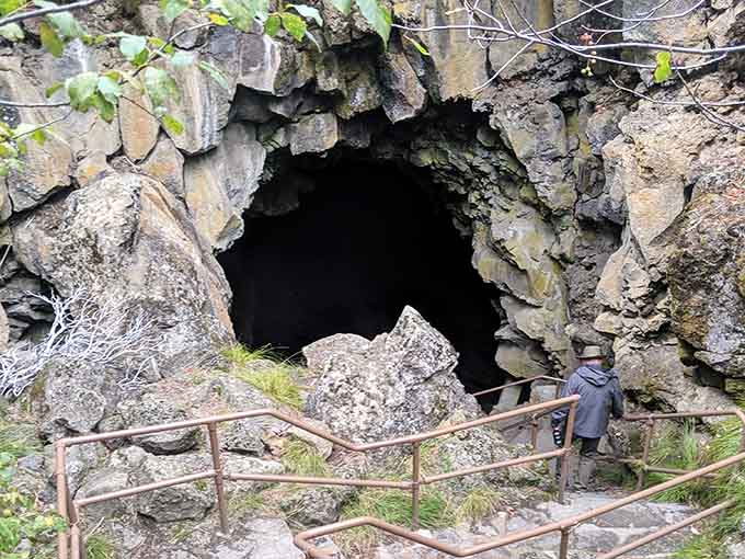 The entrance yawns open like something from Journey to the Center of the Earth, minus the dinosaurs.