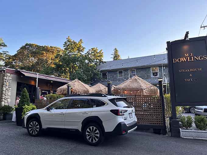 Those charming outdoor domes create cozy dining spaces that feel like your own private steakhouse retreat under the stars.