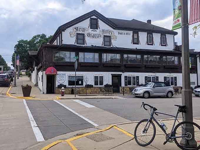 The New Glarus Hotel's Swiss architecture transports you across the Atlantic without ever leaving Wisconsin's rolling hills.