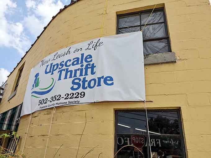 This cheerful yellow building wears its mission proudly, inviting shoppers to discover bargains while supporting a wonderful cause.