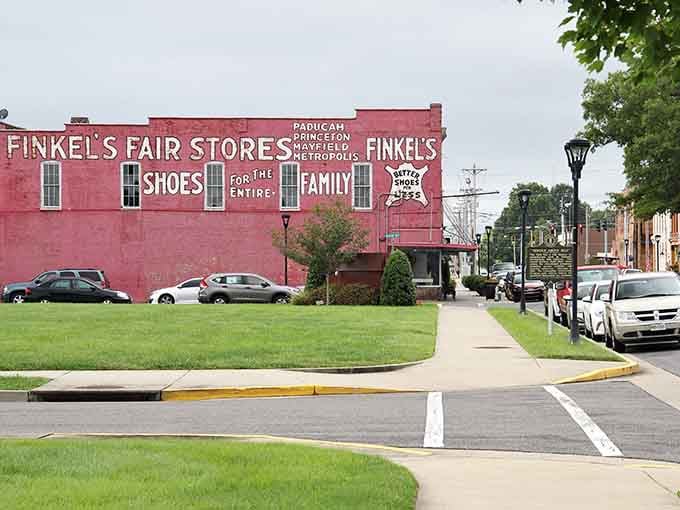 That vintage advertising painted on brick is like finding your grandmother's recipe card &ndash; priceless and perfectly preserved.