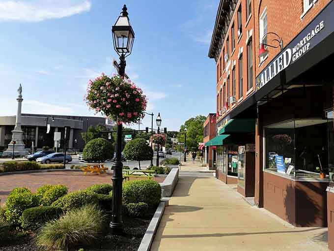 Those gas lamp-style streetlights and flower baskets add charm that would make even Mayberry a little jealous.