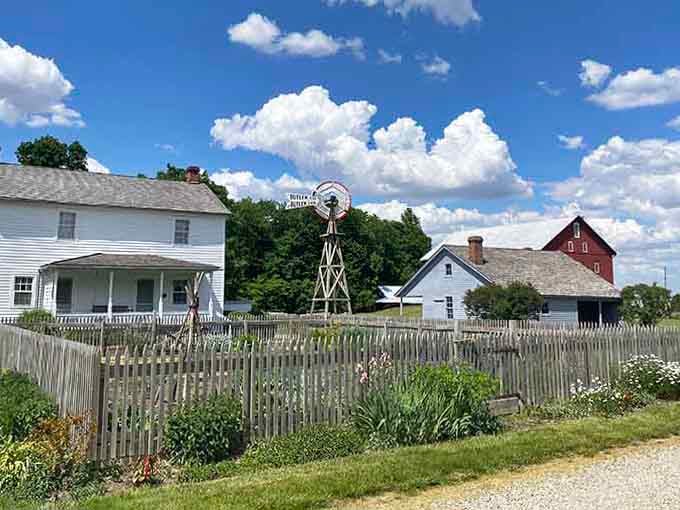 That windmill and white picket fence transport you straight to a simpler time when neighbors actually knew each other.