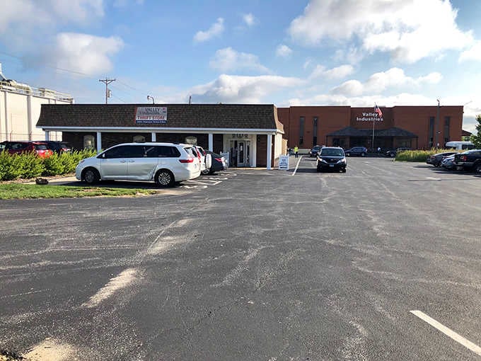 That unassuming exterior hides a treasure trove inside, proving you really can't judge a thrift store by its cover.