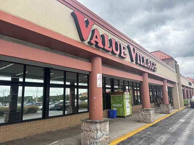 That dramatic stormy sky backdrop makes the Value Village signage pop like a Hollywood premiere announcement board.