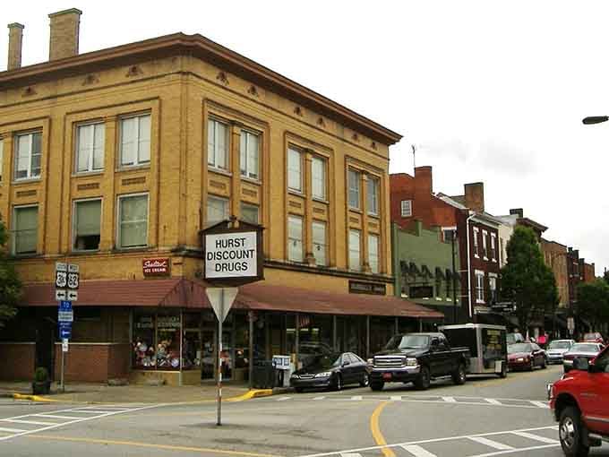 The old discount drugstore sign reminds you when downtown was where everyone shopped before malls existed everywhere.