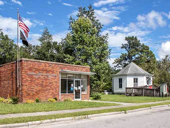 The post office stands ready to serve, because some towns still believe in neighbors helping neighbors face-to-face.