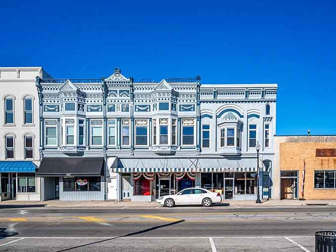 Victorian storefronts dressed in white trim stand proud like wedding cakes along this welcoming main street.