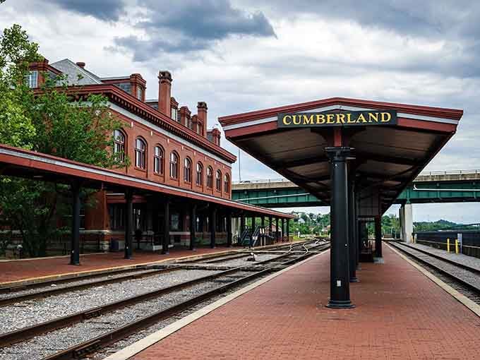 The Western Maryland Scenic Railroad station stands proud, ready to transport you back when train travel meant genuine adventure.