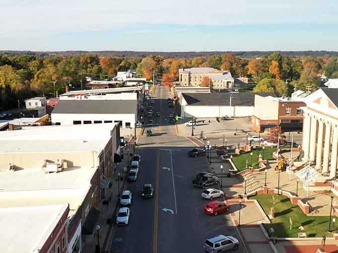 Autumn's palette transforms this bird's-eye view into a masterpiece that Monet himself would've wanted to paint immediately.