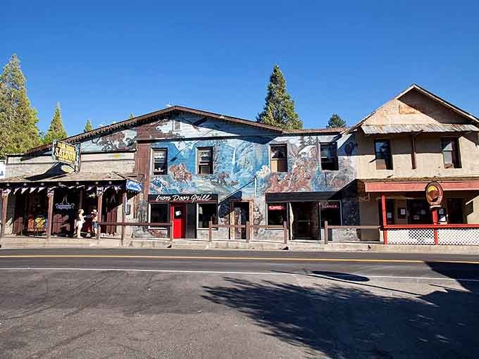 Colorful facades and artistic touches transform historic buildings into a living gallery of Old West character and modern creativity.