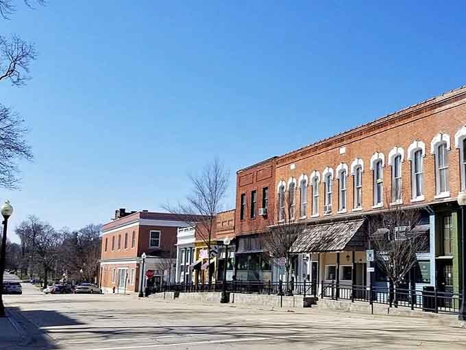 Wide streets and historic storefronts create breathing room where community life unfolds at a refreshingly human pace.
