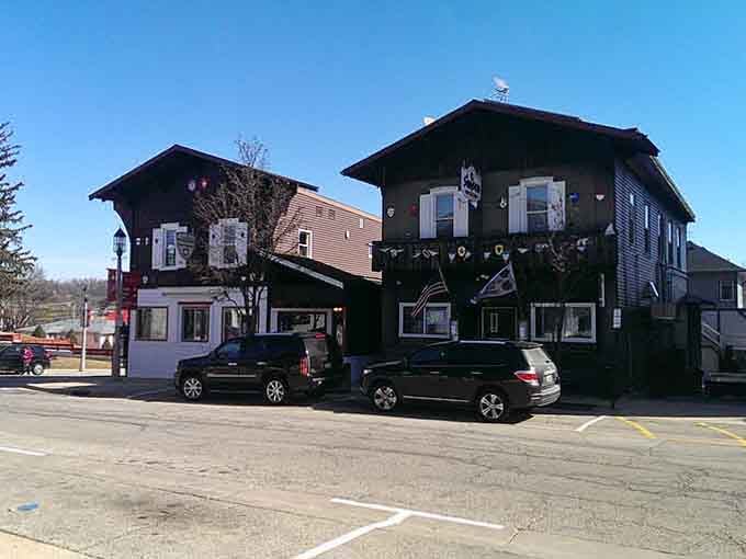 Traditional Alpine design meets Midwestern hospitality in buildings that look like they were airlifted straight from the Alps.