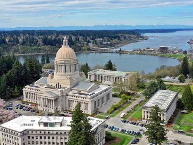 That Capitol dome rising above Olympia's waterfront like Washington's crown jewel catching the light just so.