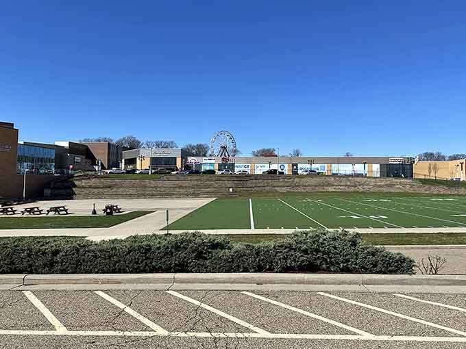 The practice field stretches out beneath blue skies, where future Hall of Famers once perfected their craft.