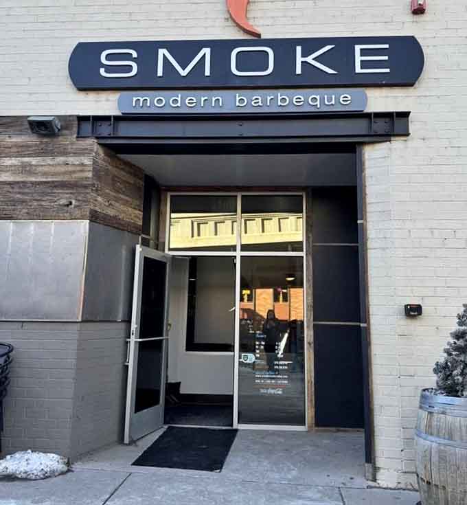 Clean lines meet classic BBQ tradition where glass doors invite you into a world of perfectly smoked meats.