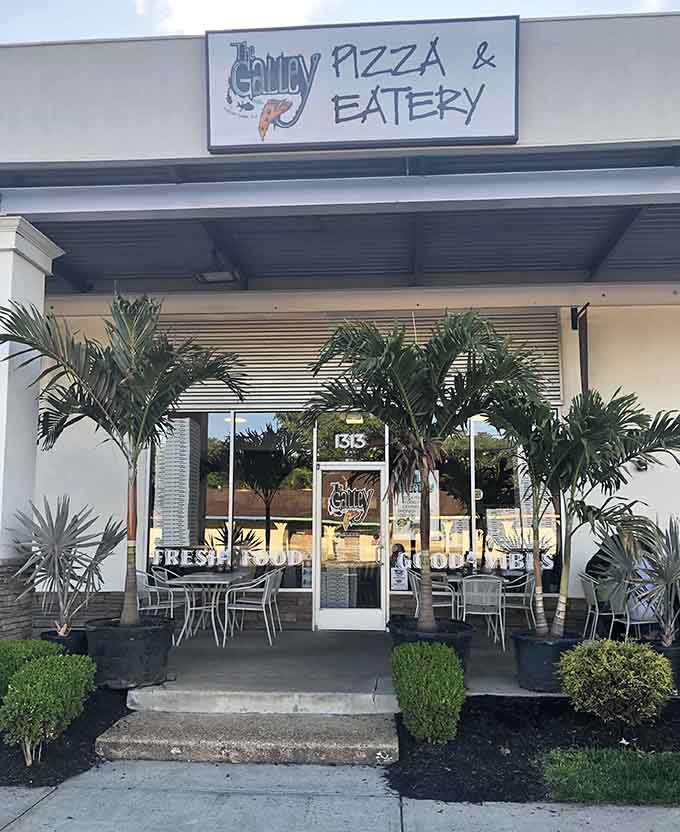 Daylight reveals The Galley's fresh, inviting entrance where "Fresh Food" isn't just a slogan—it's the whole philosophy.