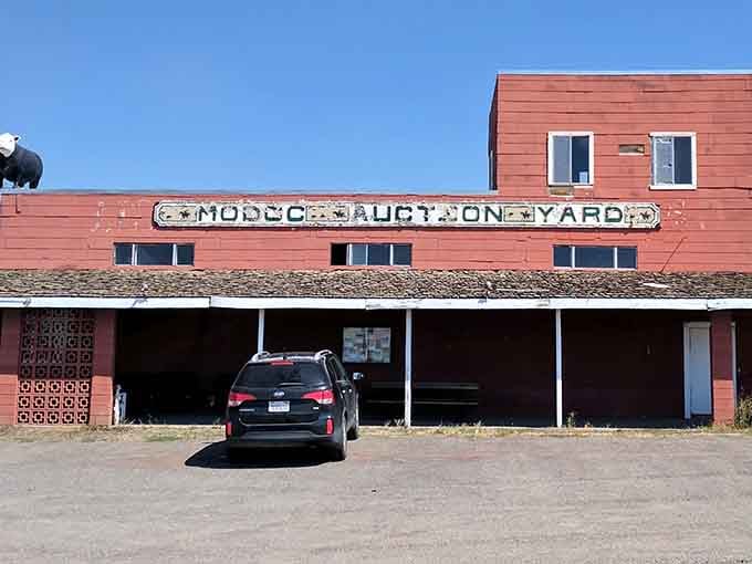 The Auction Yard building stands as a testament to Alturas's ranching heritage and honest living.