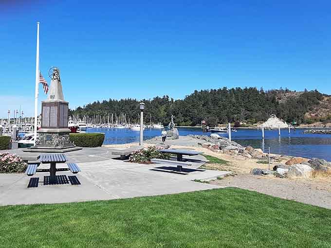 Seafarers Memorial Park honors maritime heritage with waterfront views that'll make you forget you had other plans today.