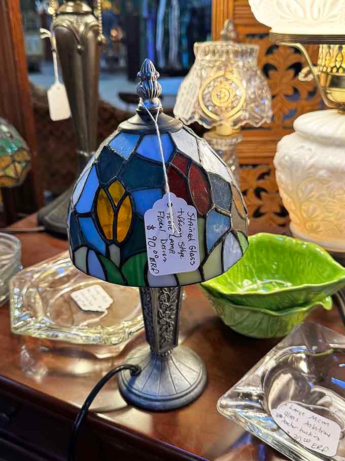This stained glass lamp brings more personality to a room than most people's entire furniture collections combined.