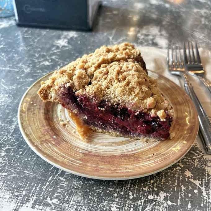 Blackberry filling meets buttery crumb topping in a combination that'll have you licking your plate when nobody's watching.