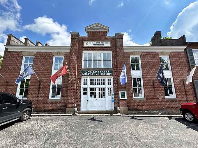 Those flags flying proudly announce serious historical business happens here, no participation trophies in sight.