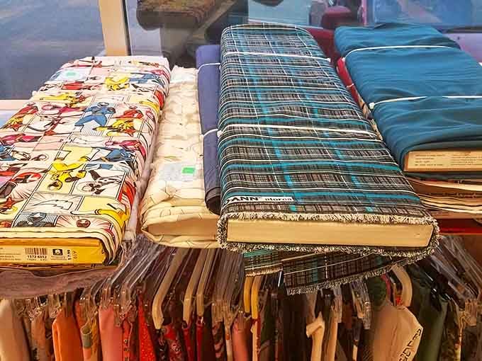 Those retro fabric patterns could launch a thousand sewing projects, each one more creative than the last.