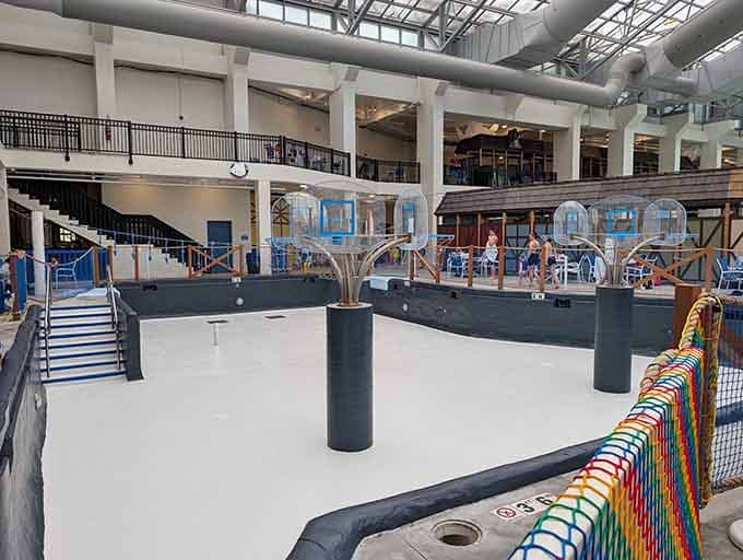 Even empty, this pool area radiates possibility, like a stage waiting for the next performance to begin.