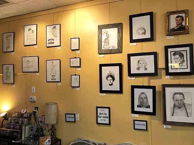 Every framed portrait tells a story, turning these walls into a gallery celebrating creativity and artistic expression.