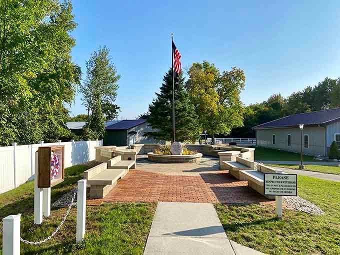 The Veterans Memorial honors those who served with quiet dignity that speaks louder than any monument could.