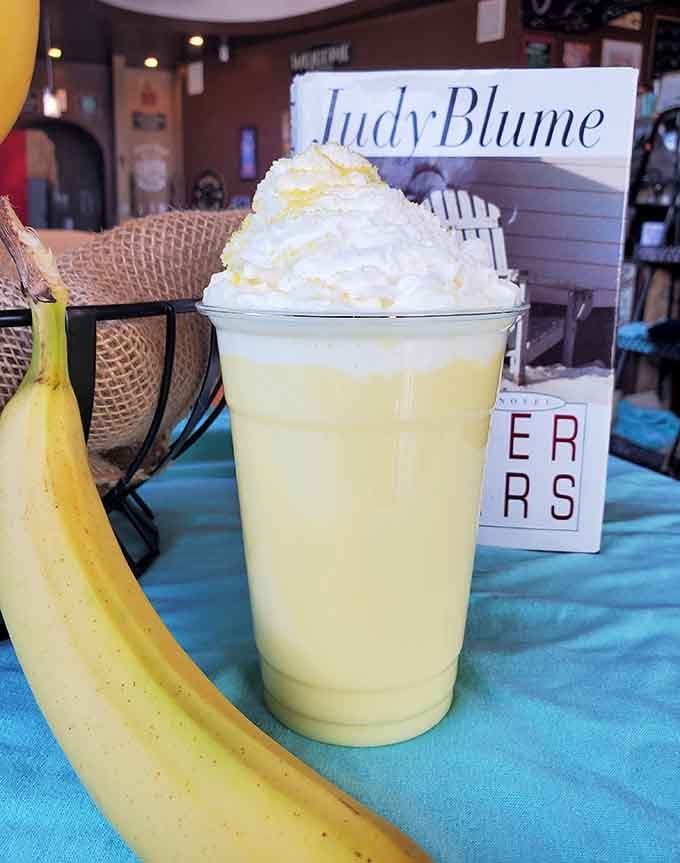 That Judy Blume reference hits different when you're sipping nostalgia with a side of literary appreciation and banana.