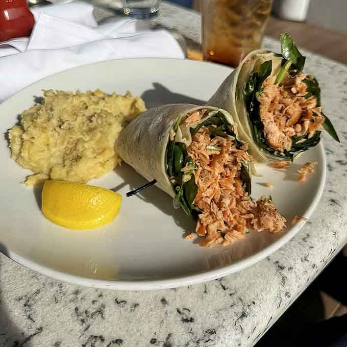 A salmon wrap that makes you reconsider everything you thought you knew about handheld meals and their potential.