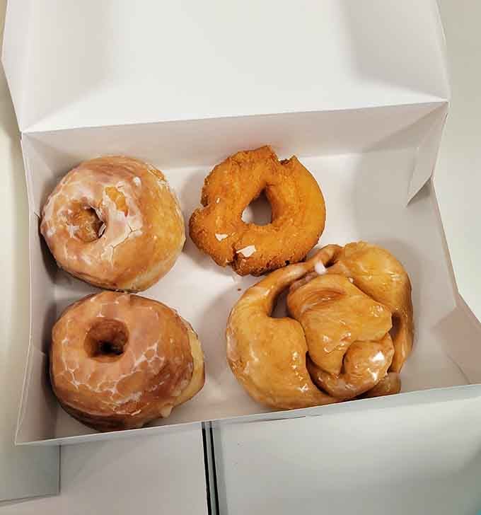 A perfect quartet of glazed happiness, including cinnamon twists that could make a grown person weep with joy.