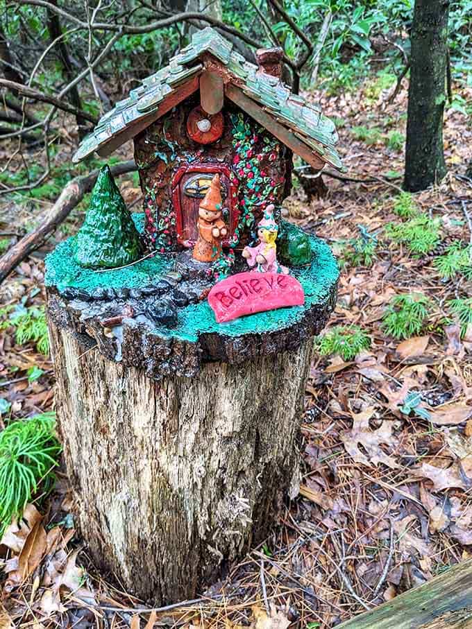 Even the gnomes believe in curb appeal, decorating their moss-covered cottage with sparkles that would make HGTV proud.