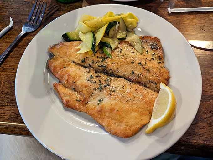 Sole Meuni&egrave;re plated with such care you'd swear you were dining seaside in France, not off a highway in Franklin.