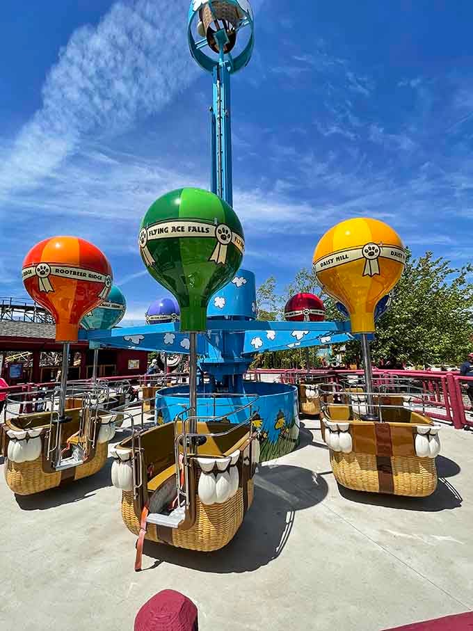 Hot air balloons that actually stay tethered to the ground, perfect for parents who prefer their thrills with training wheels attached.