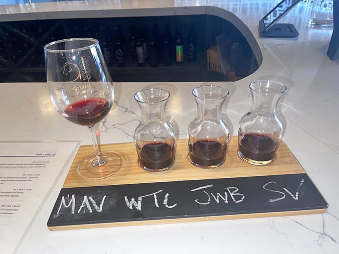 A proper wine flight that lets you taste your way through the stable without picking favorites too quickly.