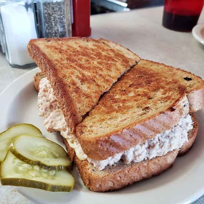 This tuna melt on perfectly toasted bread with pickles proves sandwiches deserve respect too, not just burgers.