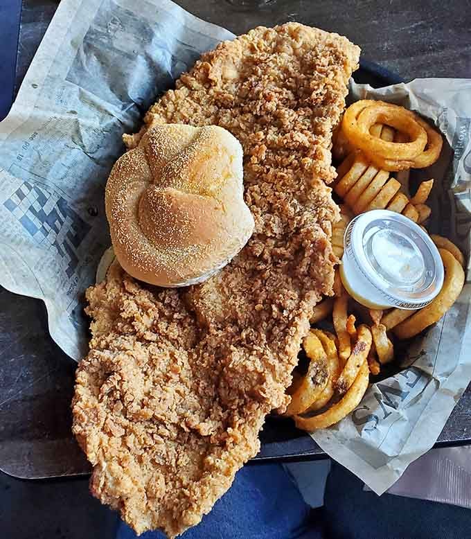 That tenderloin could double as a blanket, with curly fries providing the perfect crunchy supporting cast.
