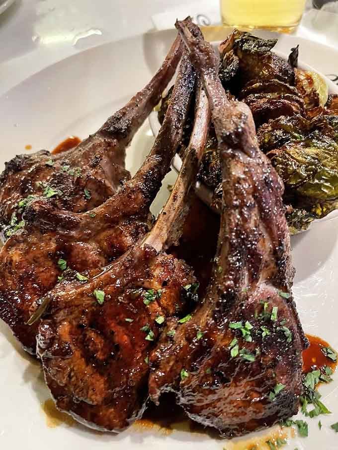 Lamb chops standing at attention like they're ready for their close-up, and honestly, they've earned it.