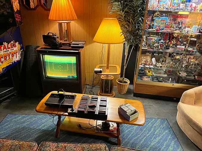 An Atari 2600 with actual cartridges, proving that sometimes 8-bit graphics are all you really need for happiness.