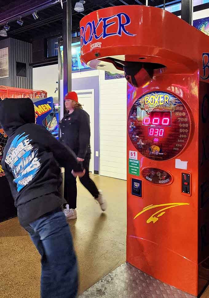 The boxing machine lets you unleash your inner Rocky without the bruises, just sore arms and wounded pride instead.